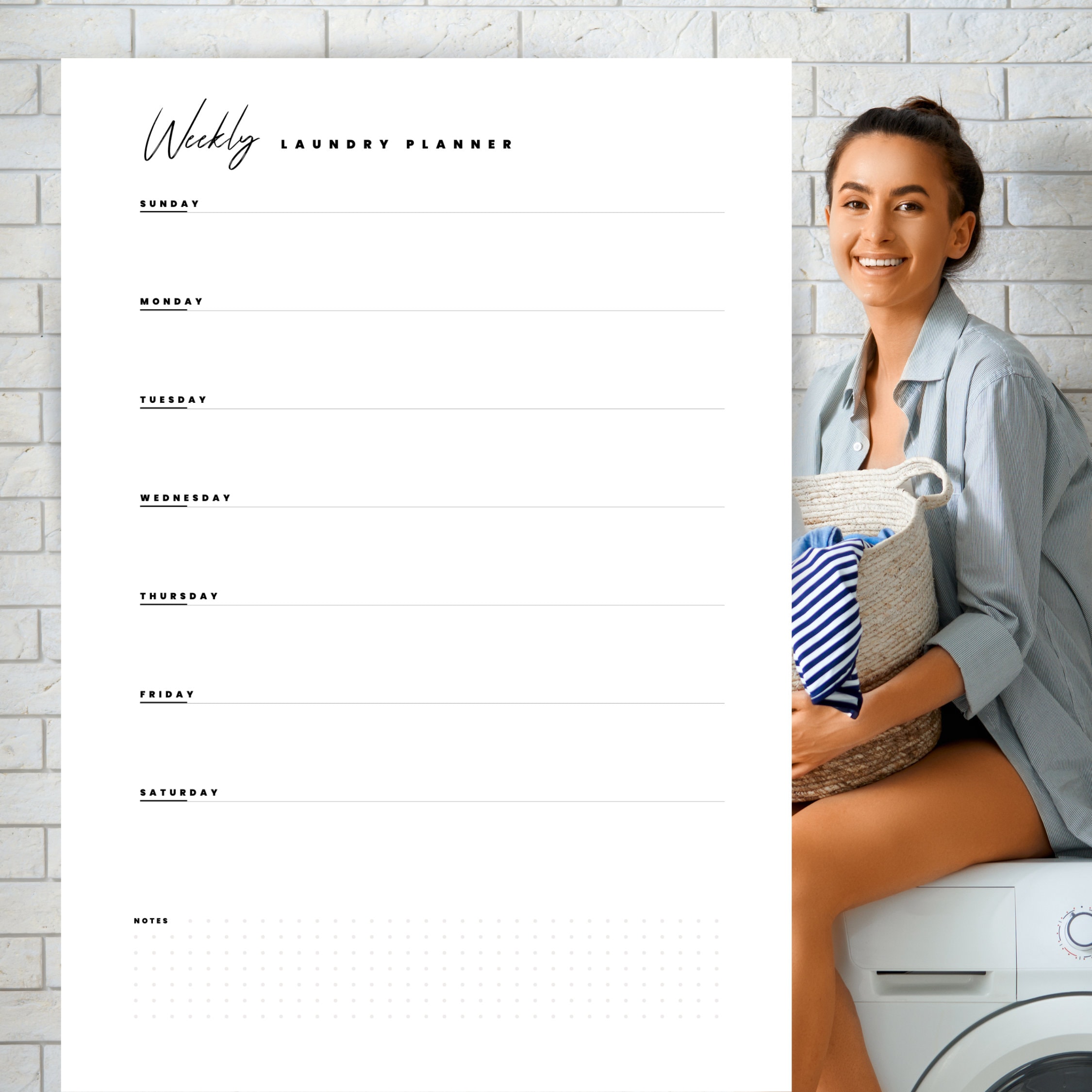 Printable Laundry Planner | Laundry Schedule | Minimalist Washing Day ...