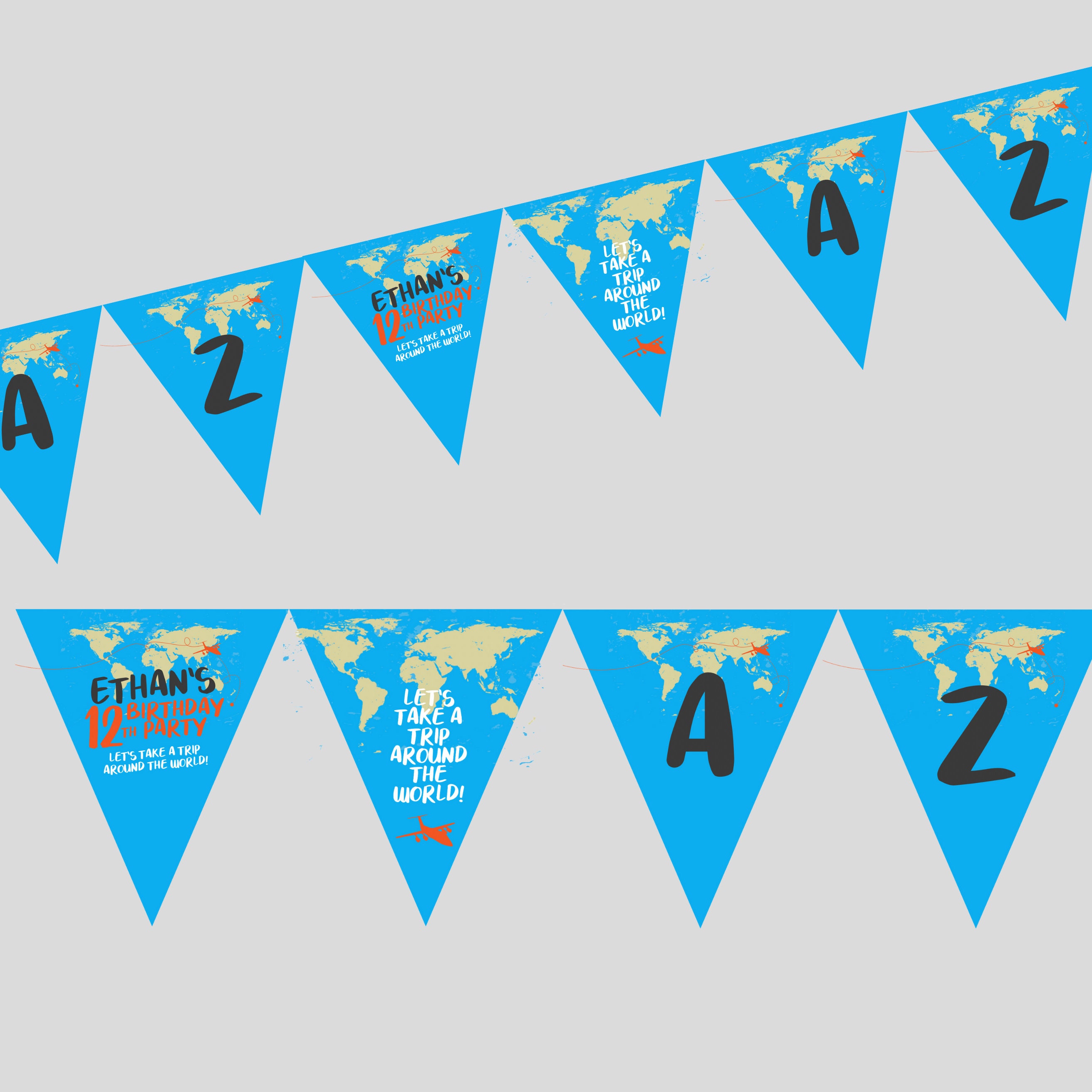 Travel World Map Birthday Invitation BUNDLE | Around the World Invite ...