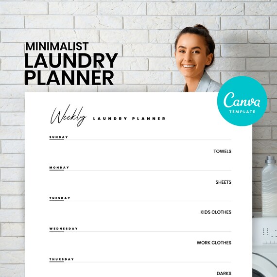 Printable Laundry Planner Laundry Schedule Minimalist - Etsy