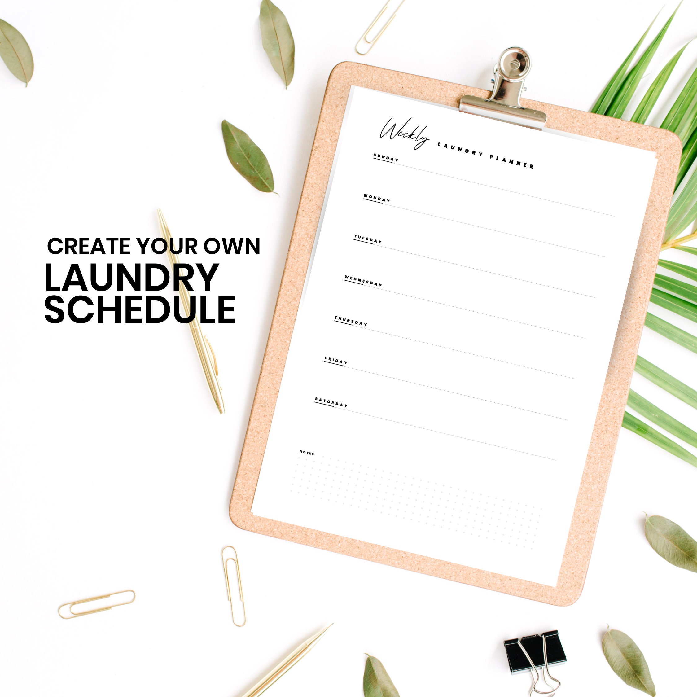 Printable Laundry Planner | Laundry Schedule | Minimalist Washing Day ...