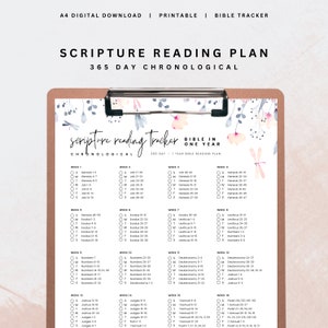 Chronological Bible Reading Plan - Scripture Tracker Florals | 52 Week ...