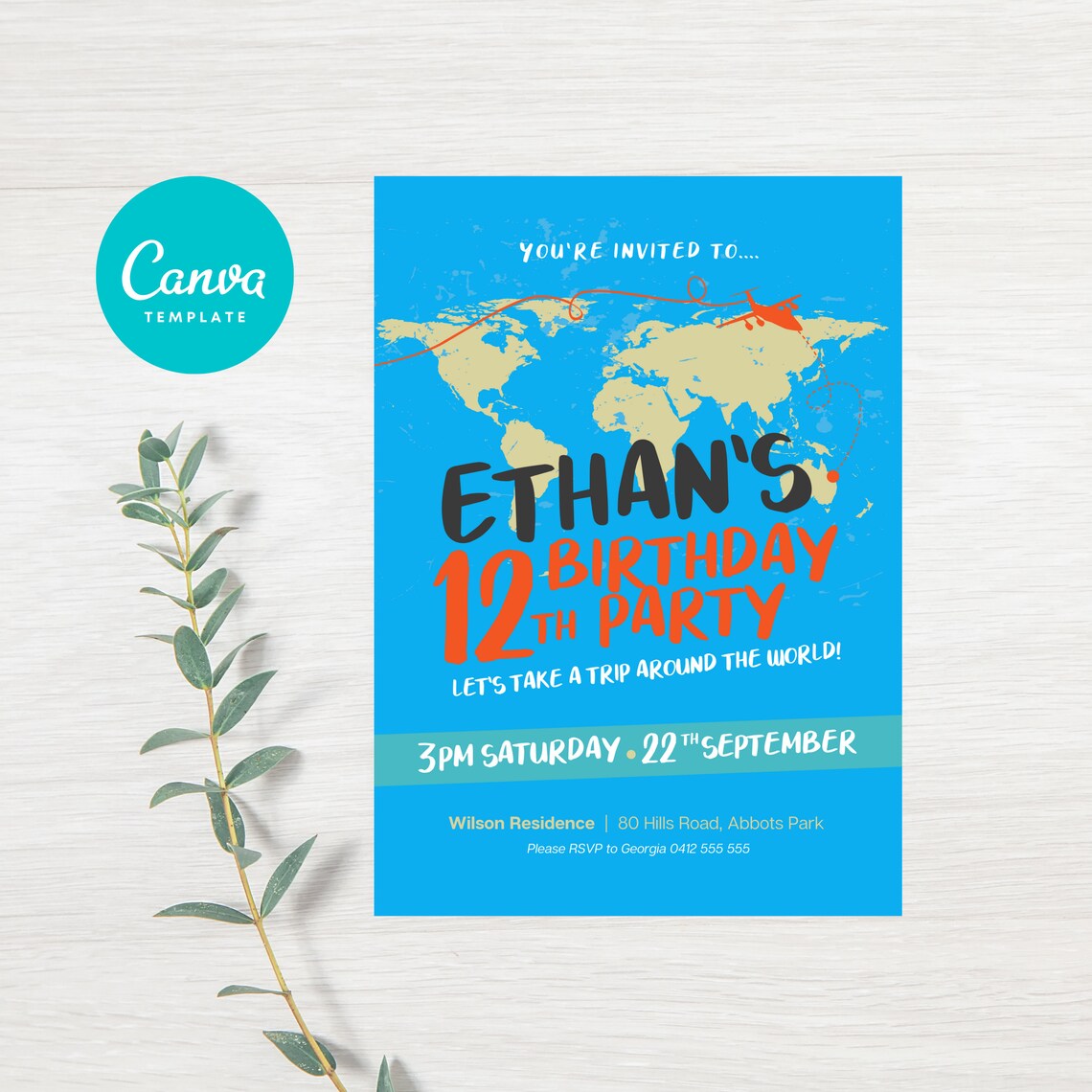 Travel World Map Birthday Invitation Around the World Invite - Etsy