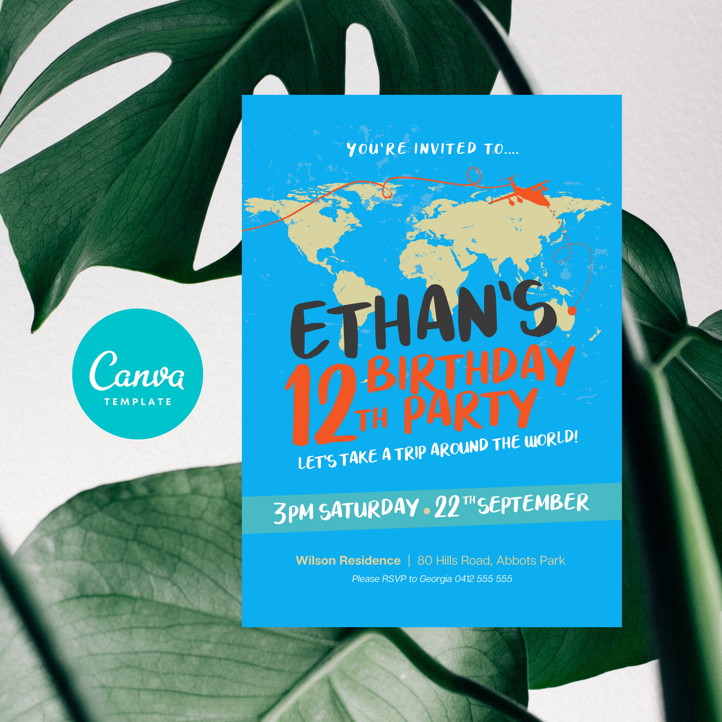 Travel World Map Birthday Invitation Around the World Invite - Etsy