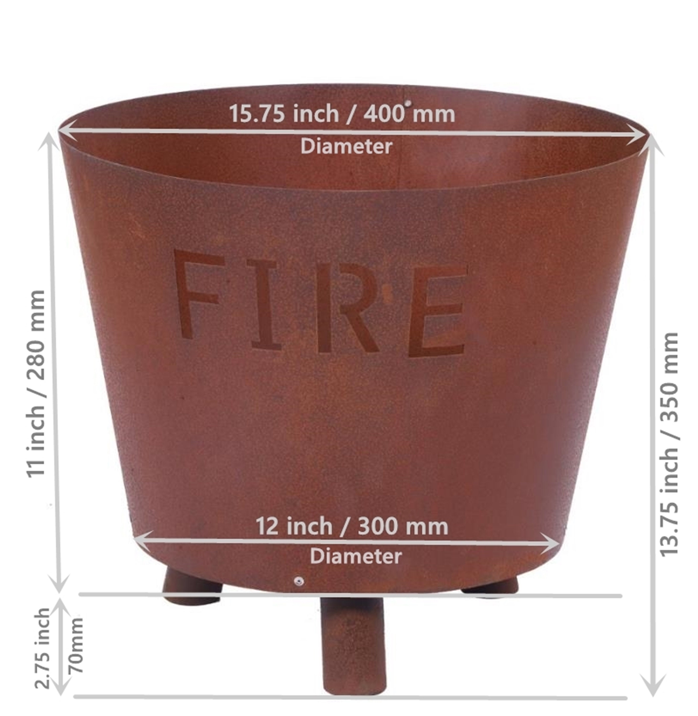 Corten Steel Fire Pit Bucket With Laser Cut 16 Inch Diameter - Etsy