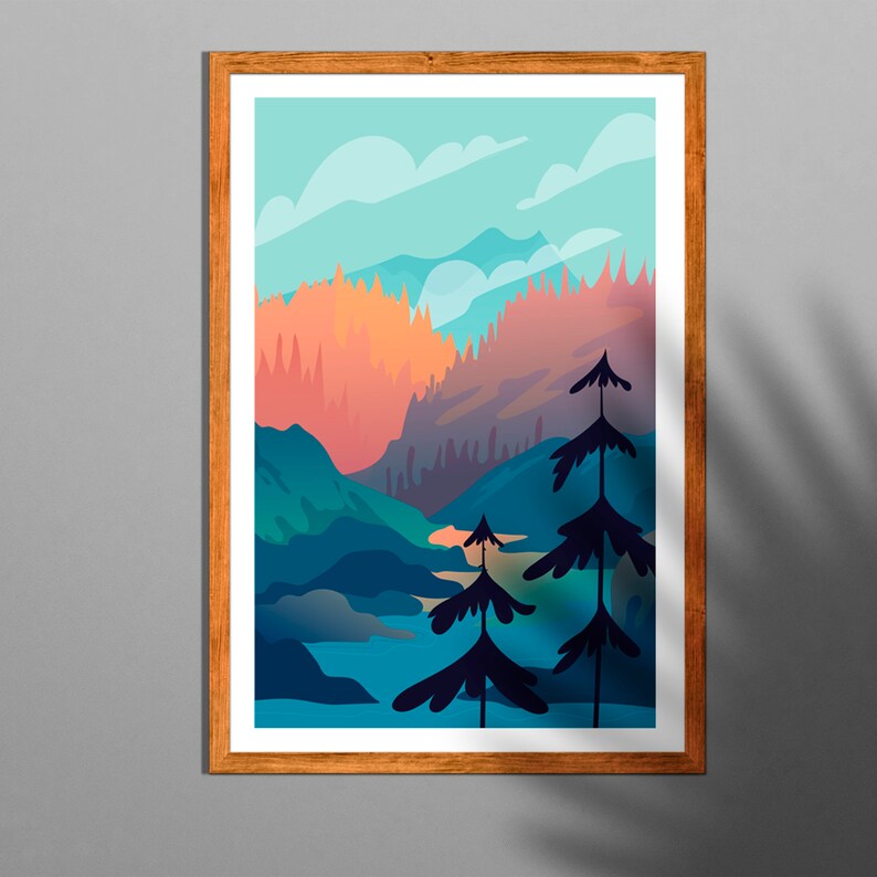 Set of 3 Abstract Landscape Framed Canvas Wall Print / Framed - Etsy