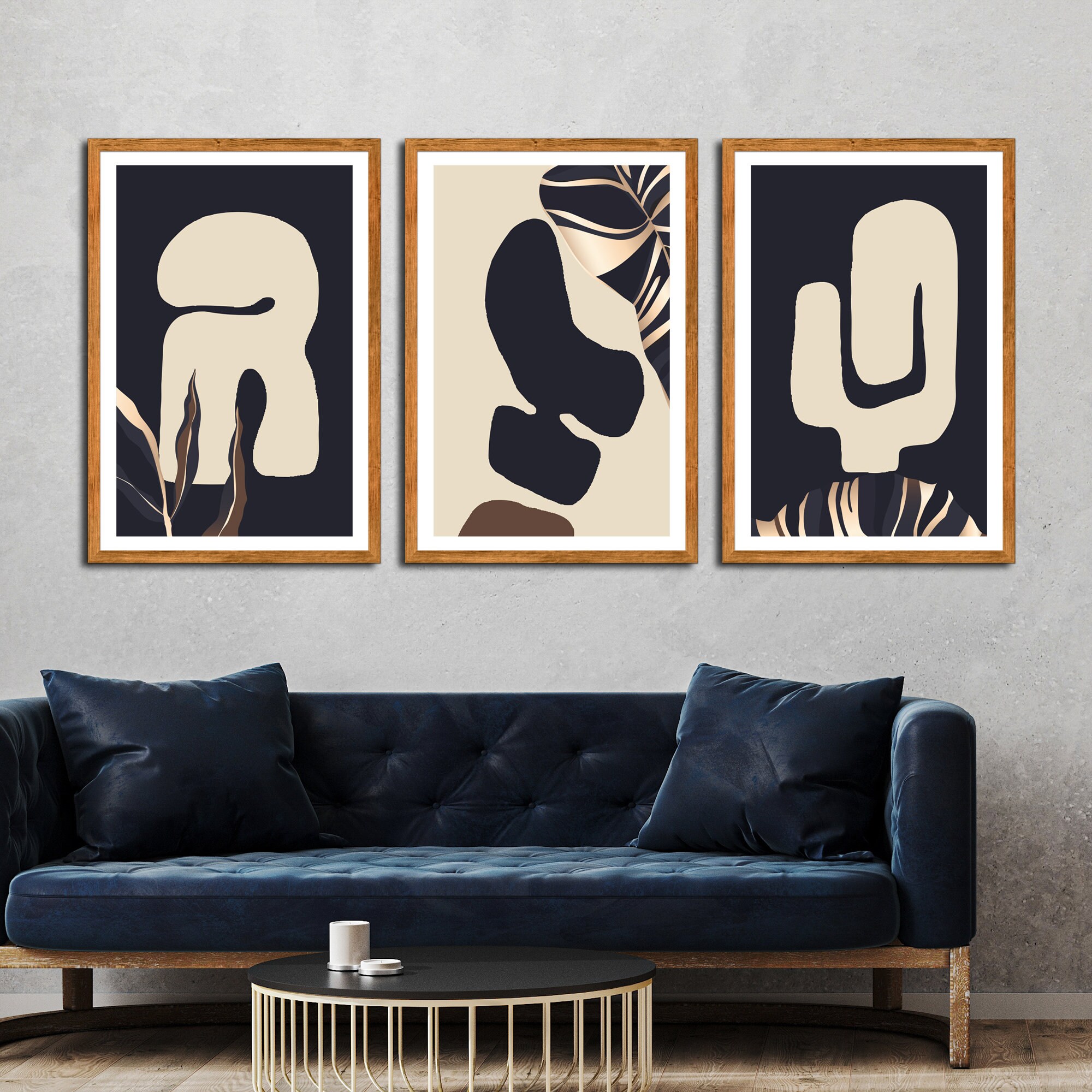 Set of 3 Abstract Minimalist Art Aesthetic Framed Canvas Wall | Etsy