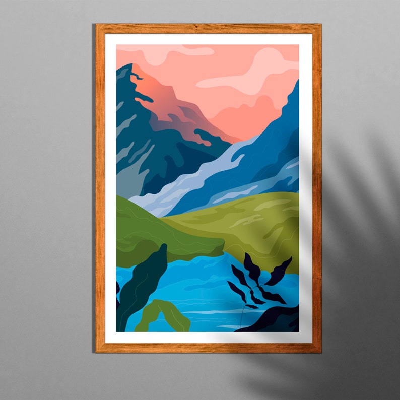 Set of 3 Abstract Landscape Framed Canvas Wall Print / Framed | Etsy