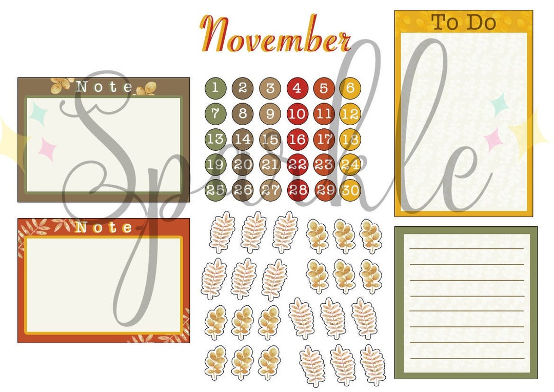 November Planner Stickers - Etsy