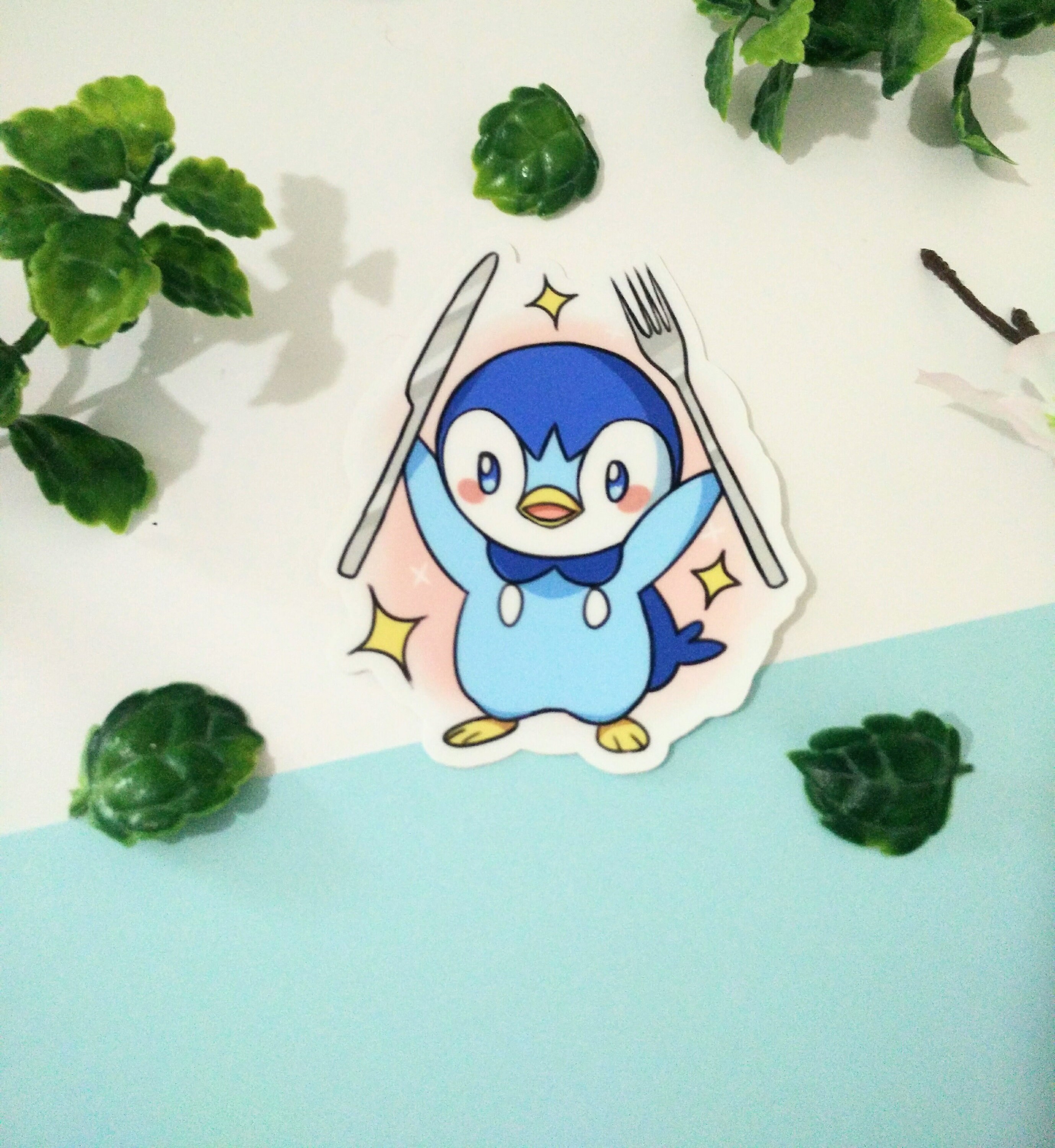 Pokemon Piplup Dinnertime Sticker Kawaii Anime Vinyl - Etsy