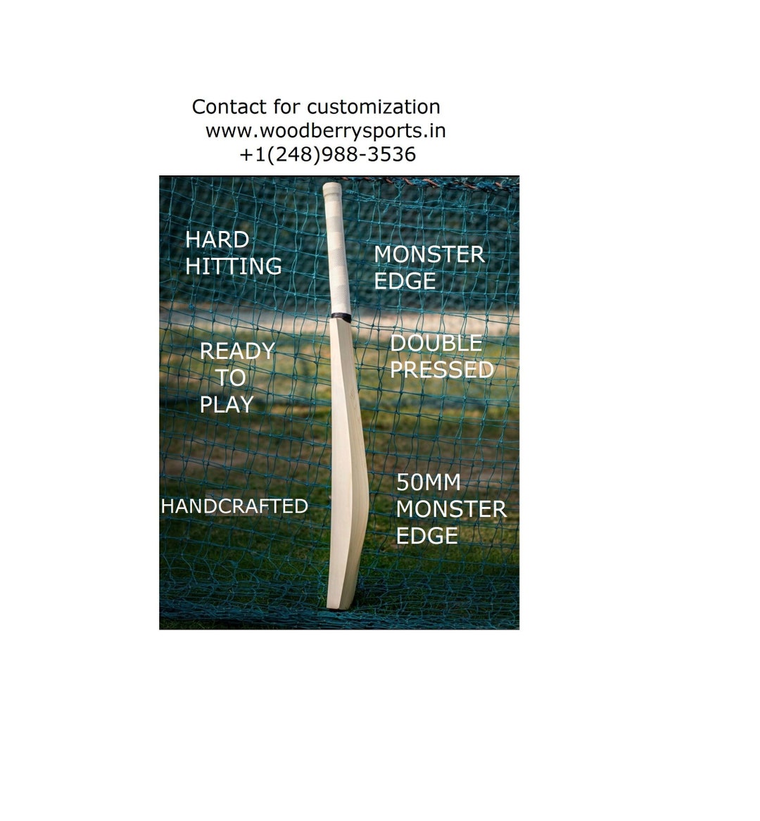 50MM Monster Edge Cricket Bat , Double Pressed, Punch Ping, Ready to ...