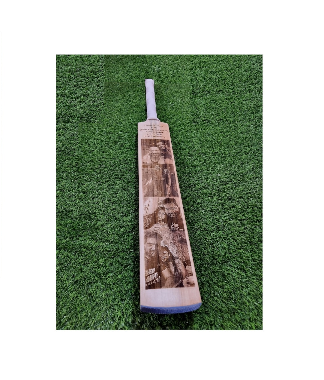 Couple Photo Engraved Cricket Bat, Name and Signature Cricket Bat ...