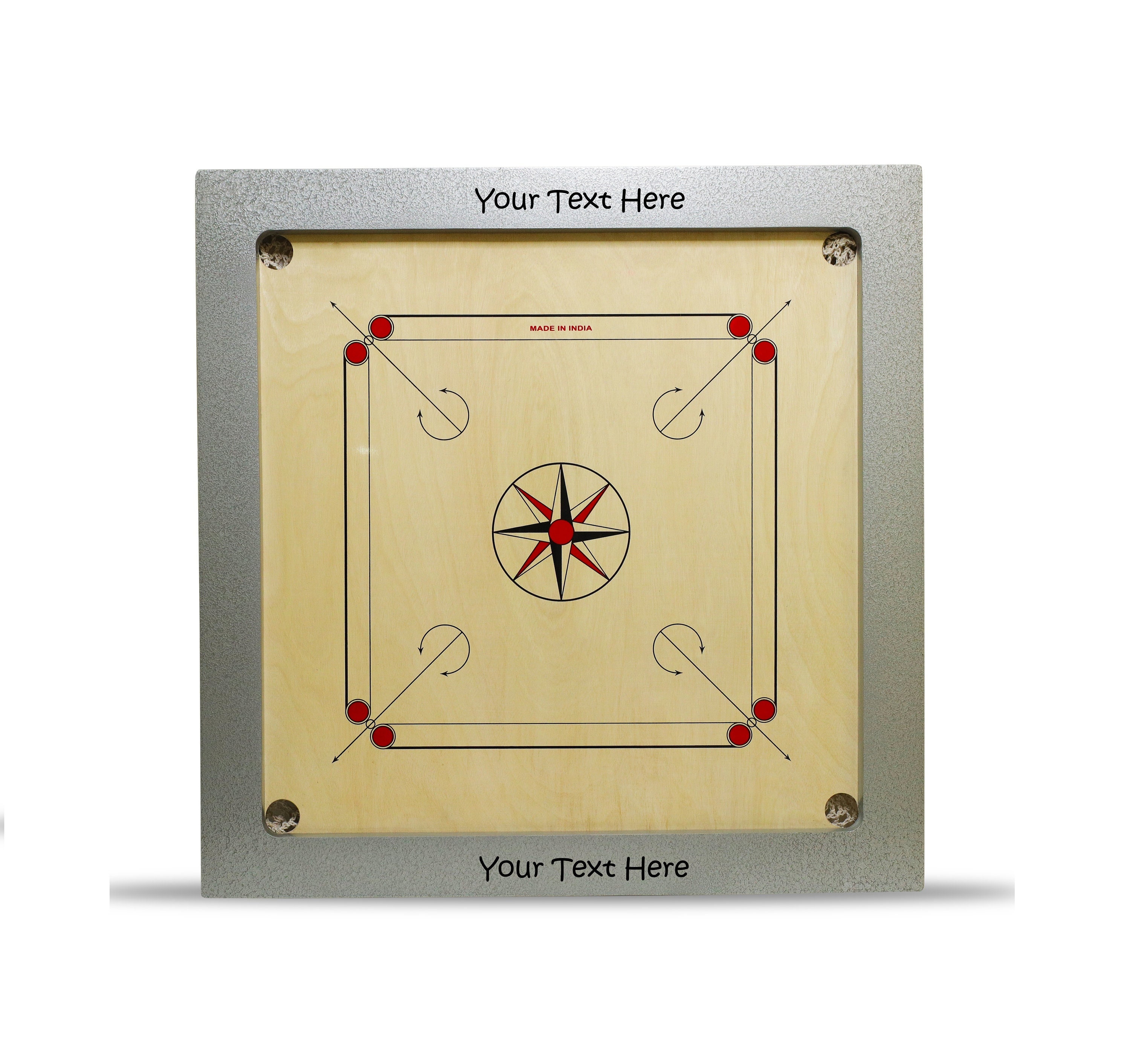 Personalized Full Size Carrom Board silver Metallic Polish, Waterproof ...