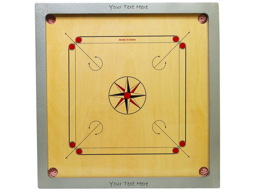 Personalized Carrom Board silver Metallic Polish, Waterproof, Full Size ...