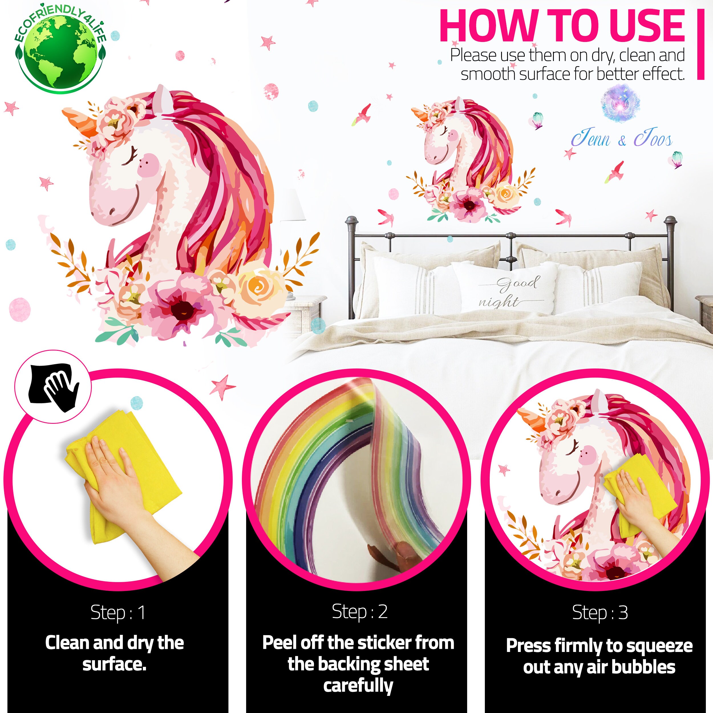 Unicorn Wall Decal for Girl Bedroom | Stickers for Girls Bedroom ...