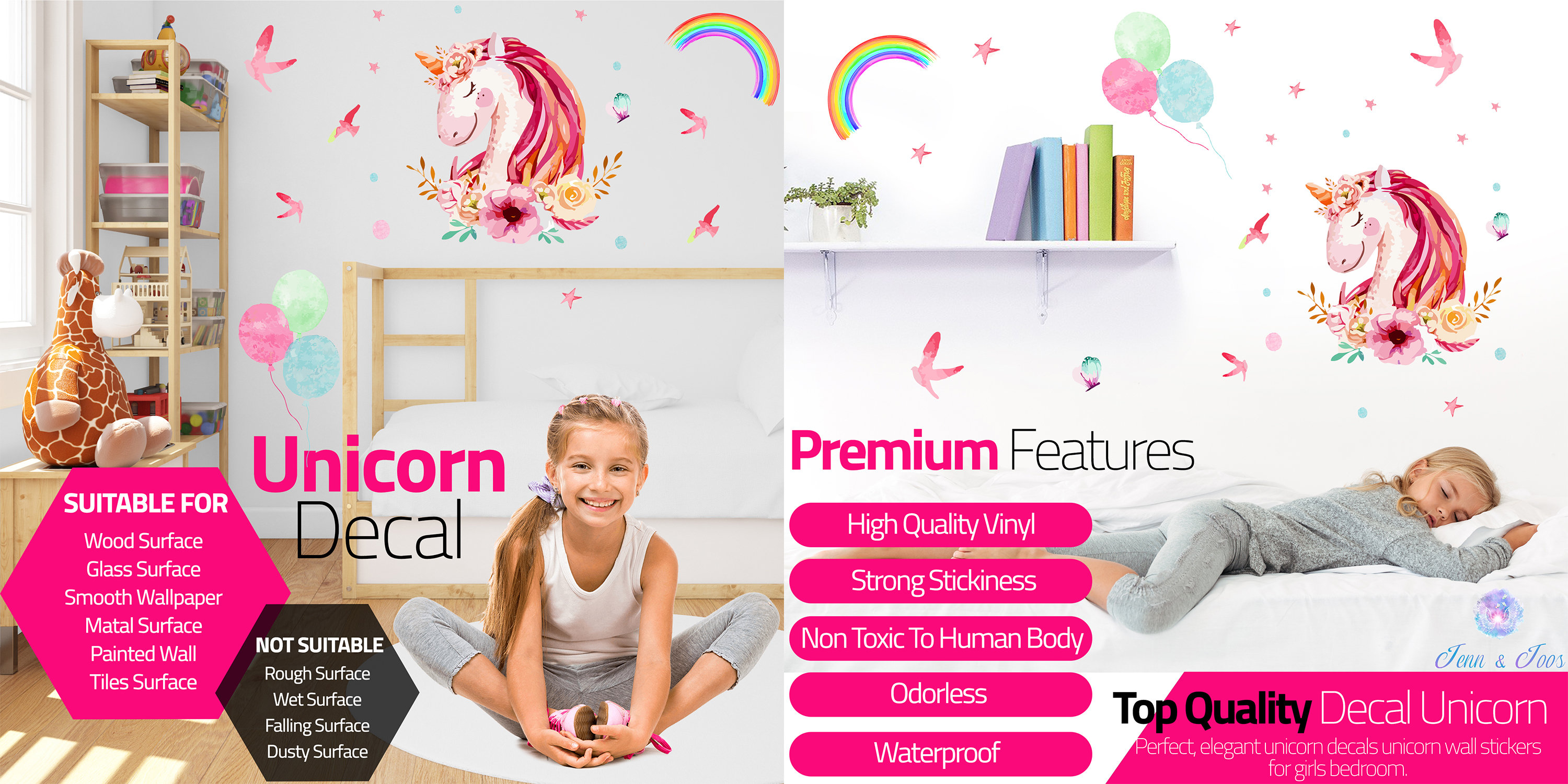 Unicorn Wall Decal for Girl Bedroom Stickers for Girls - Etsy