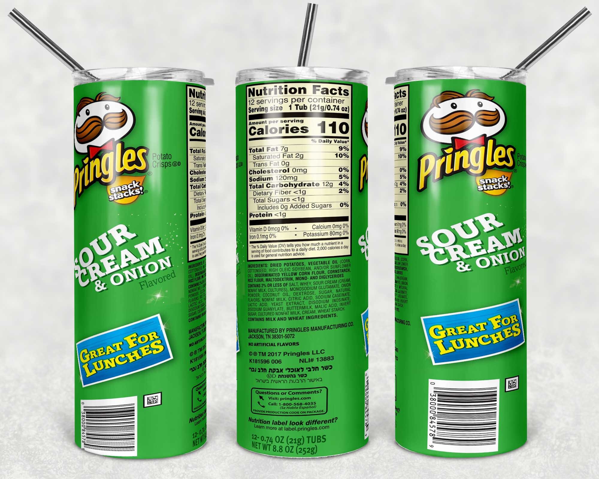 Sour Cream Pringles Full Wrap Tapered 20oz Skinny Tumbler PNG Digital ...