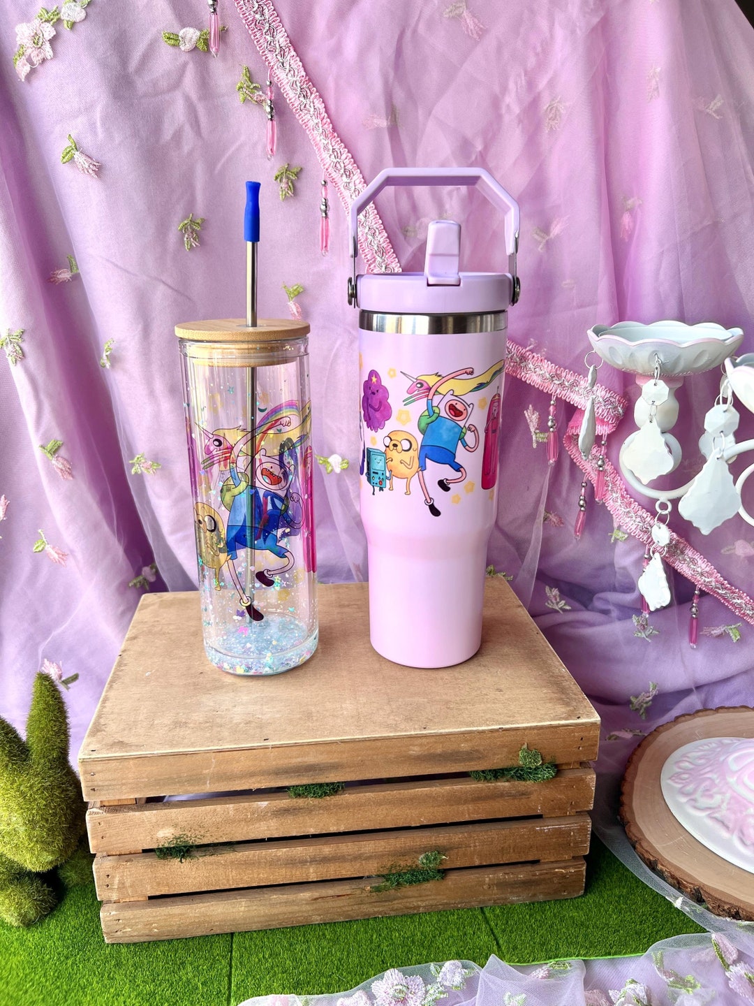 Adventure Time Cartoon Network Glass Glitter Shaker 20 Oz Pastel Purple ...