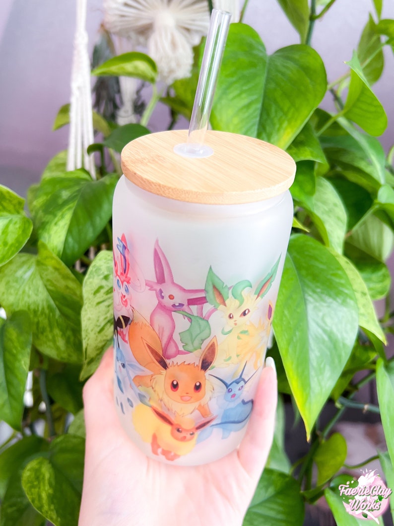 Eevee Evolution Glass Tumbler 16 Oz Frosted Cup Kawaii Pokèmon - Etsy