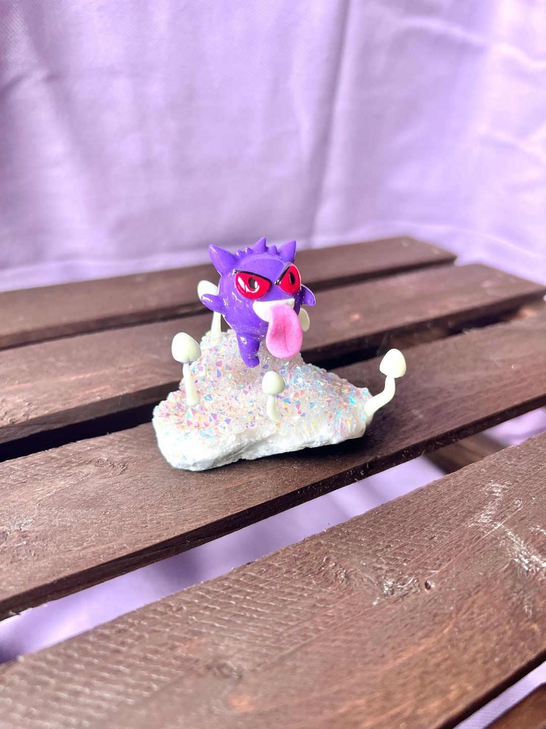 Gengar Angel Aura Quartz Geode Crystal Figurine Polymer Clay Gamer ...