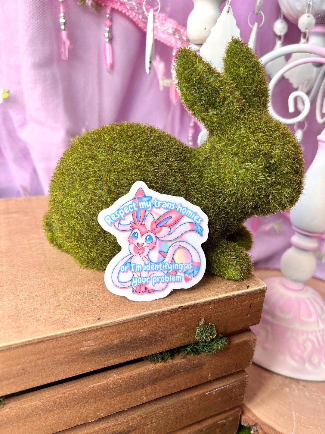 Sylveon Respect My Trans Homies Transparent Sticker Kawaii Eevee ...