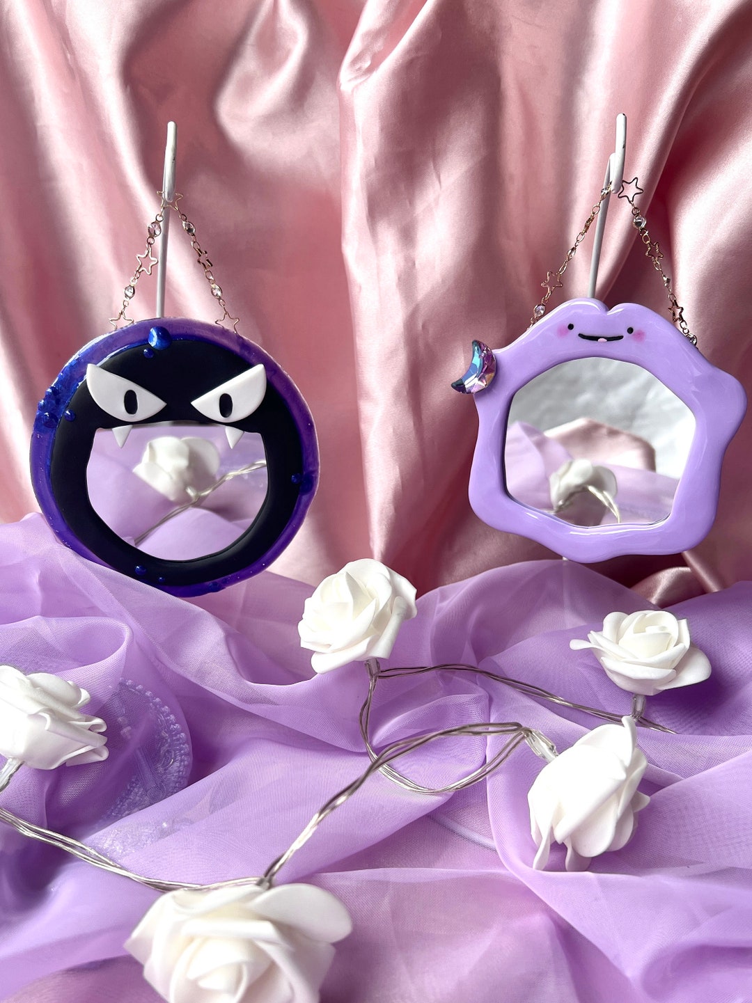 Gastly Ghost Pokemon Mirror Kawaii Polymer Clay Wall Hanging Art - Etsy
