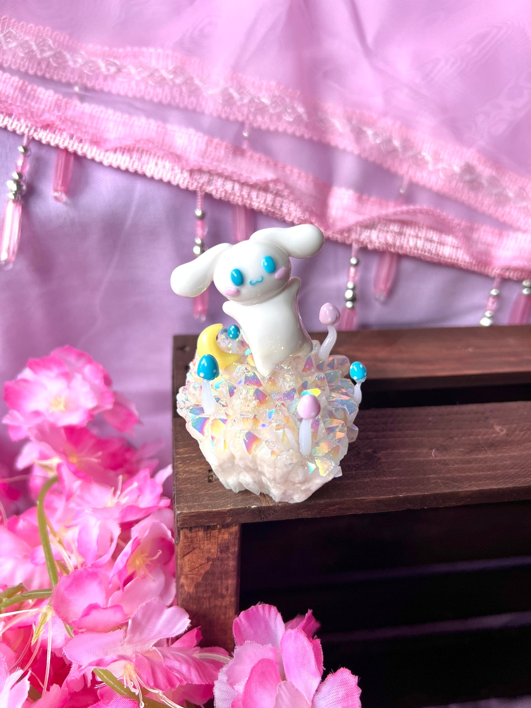 Fluffy Dog Angel Aura Quartz Geode Crystal Figurine Polymer Clay ...