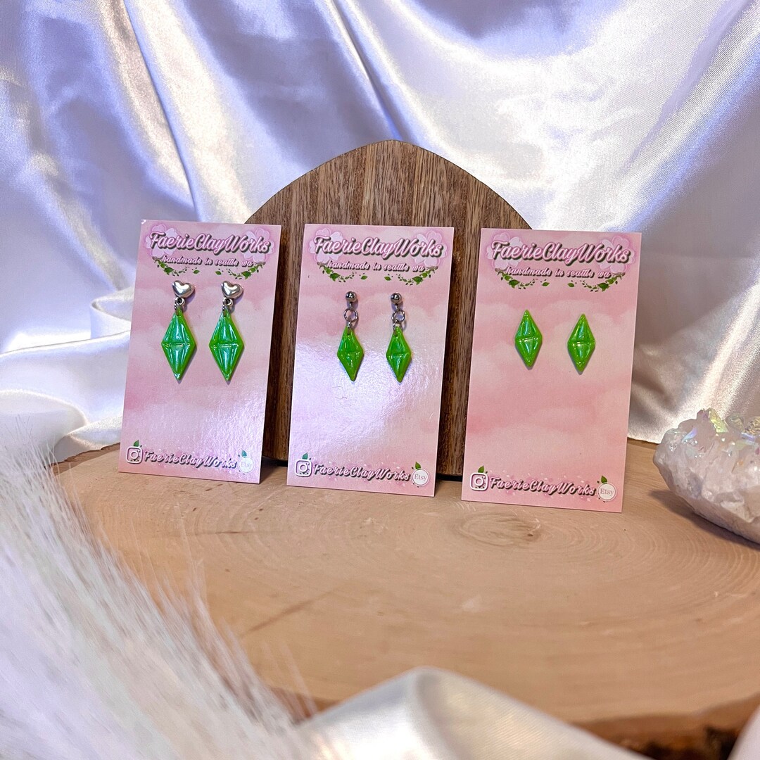 Sims Plombob Kawaii Polymer Clay Gamer Girl Stud Earrings 90s 2000s ...