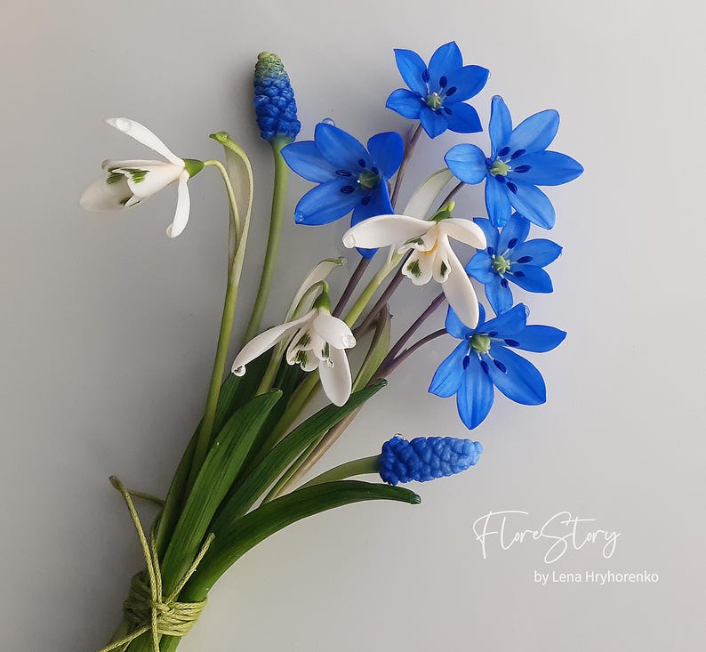 Snowdrops Cold Porcelain, Spring Forest Flowers, Real Touch Snowdrop ...