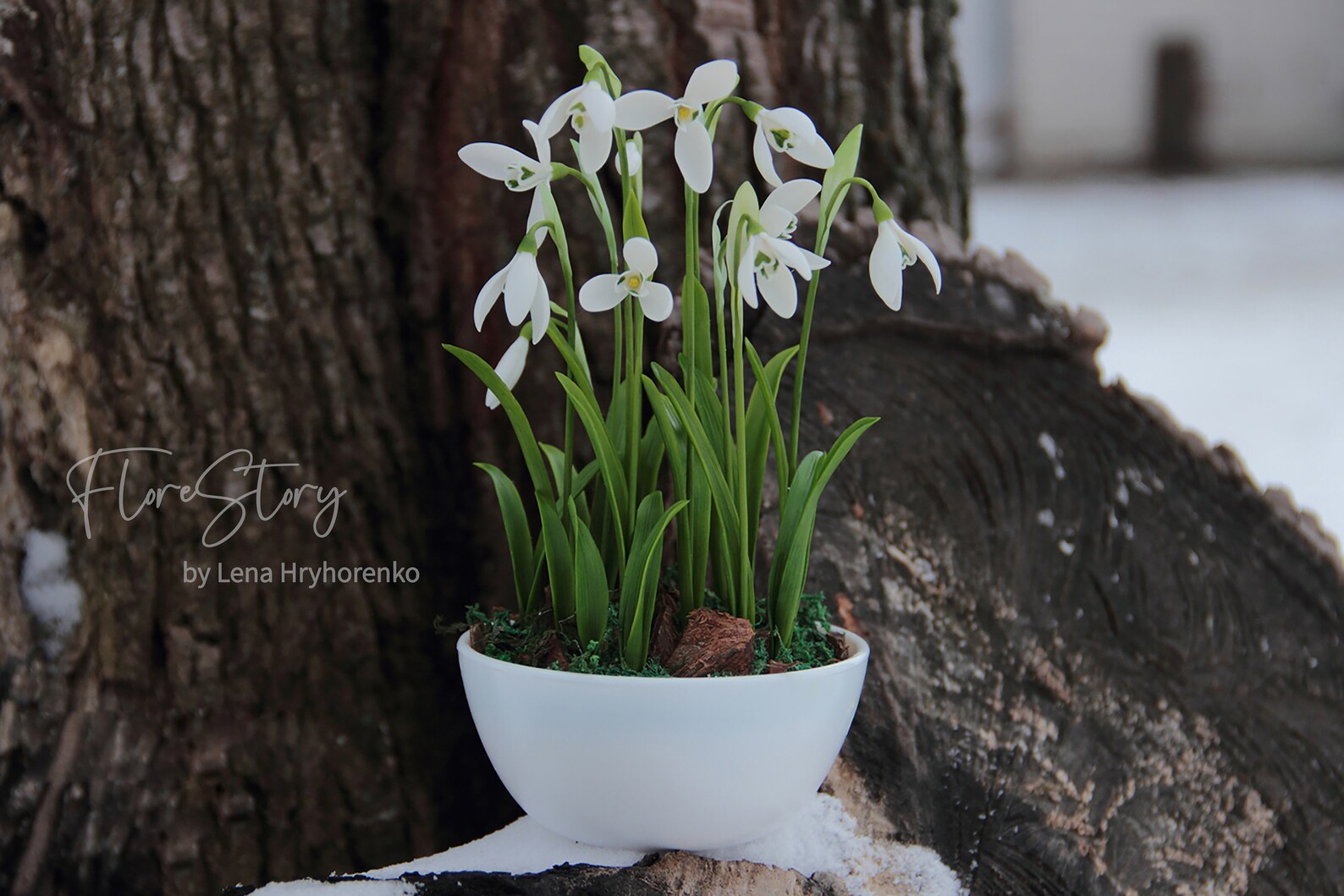 Handmade Cold Porcelain Snowdrop Centerpiece: Real Touch Spring Flowers ...