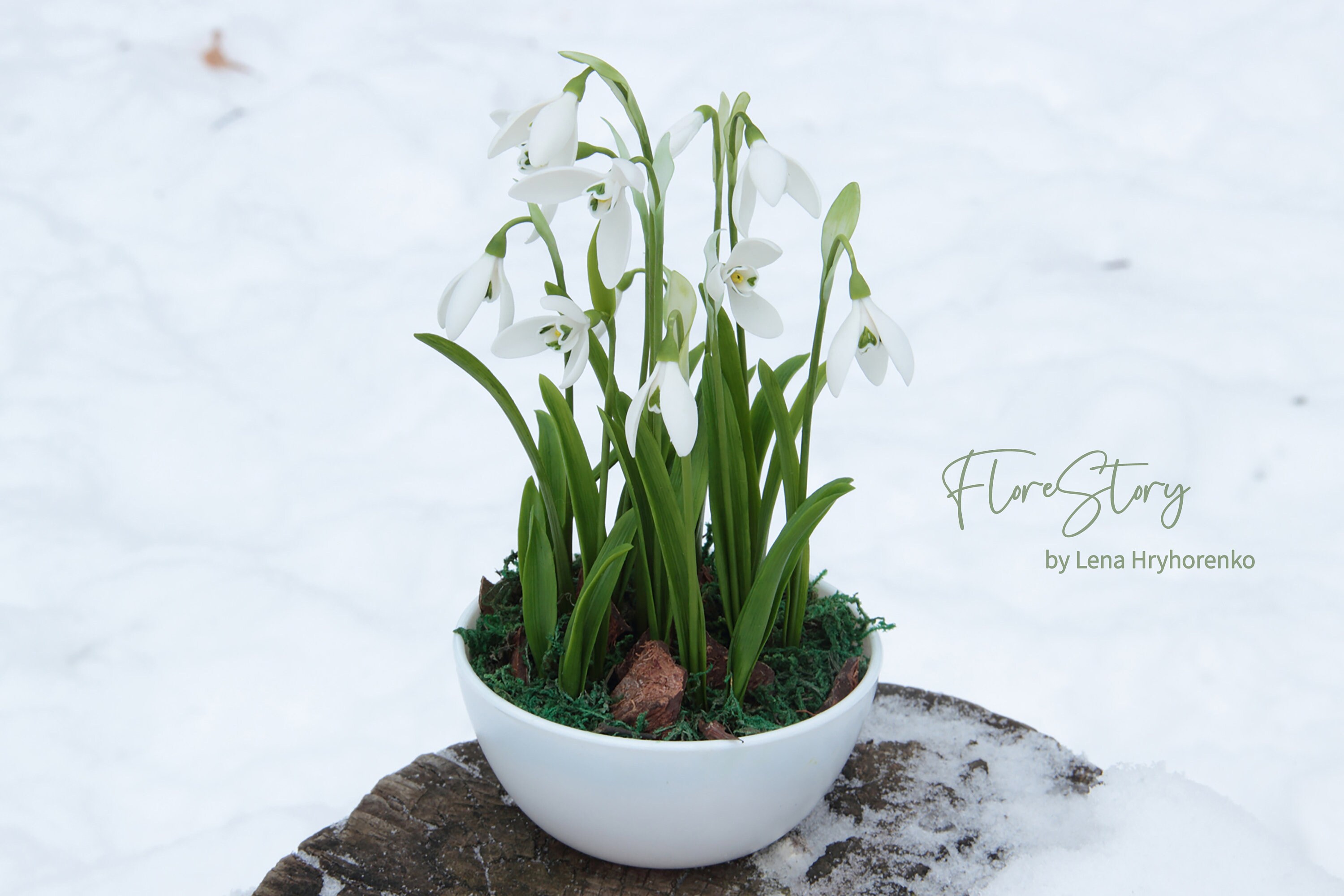 Handmade Cold Porcelain Snowdrop Centerpiece: Real Touch Spring Flowers ...
