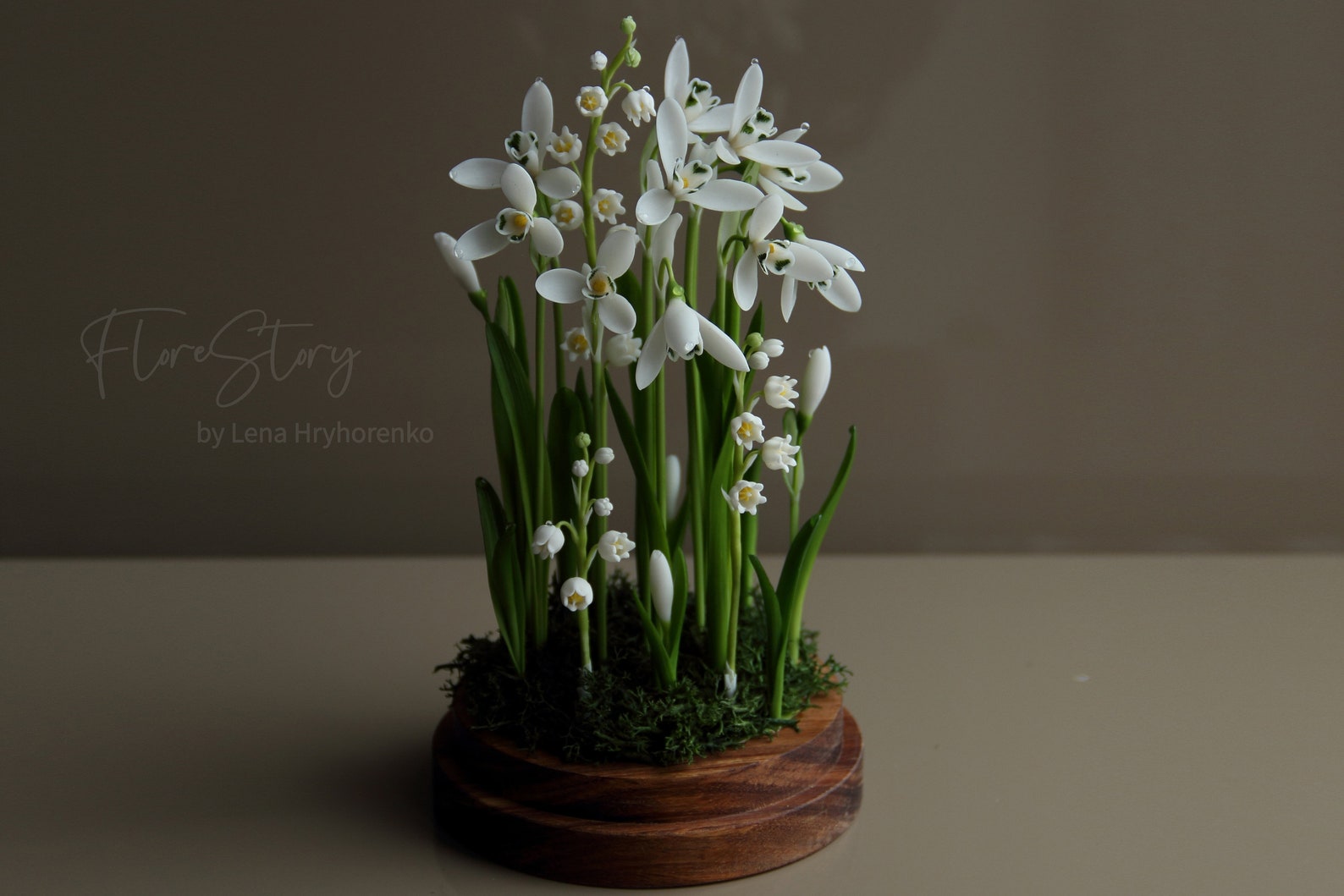 Snowdrops and Lily of the Valley in Glass Dome Porcelain - Etsy