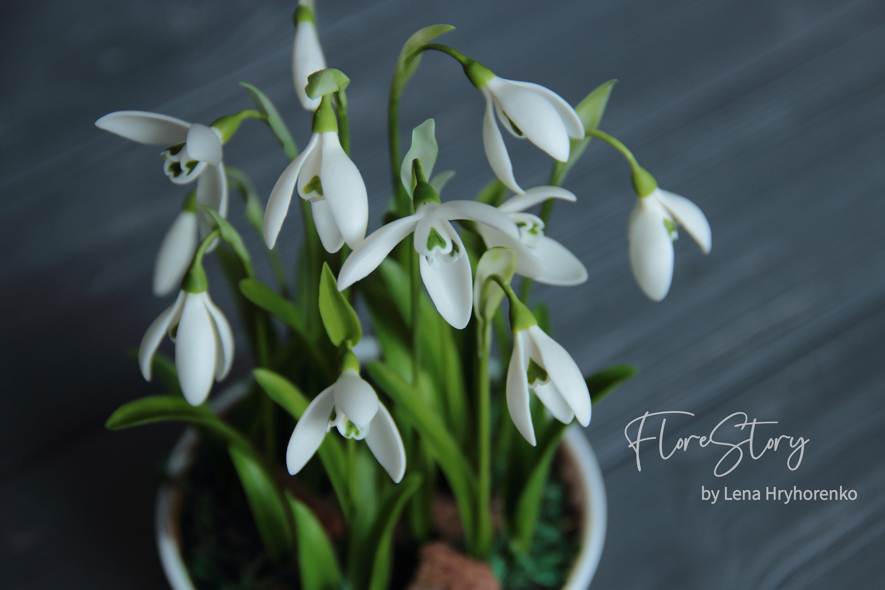 Handmade Cold Porcelain Snowdrop Centerpiece: Real Touch Spring Flowers ...