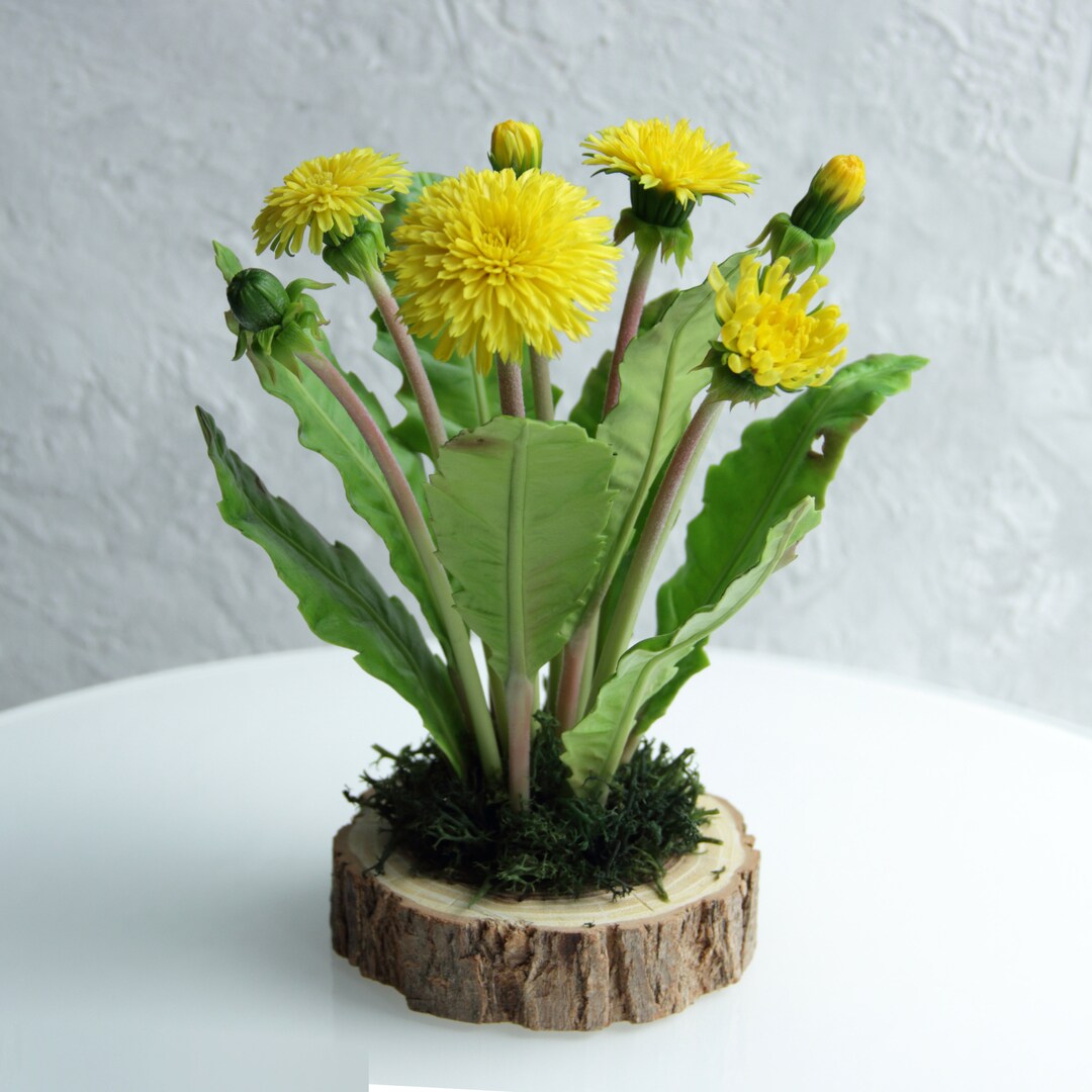 Handmade Dandelions Bouquet Cold Porcelain Flowers Botanical Sculpture ...