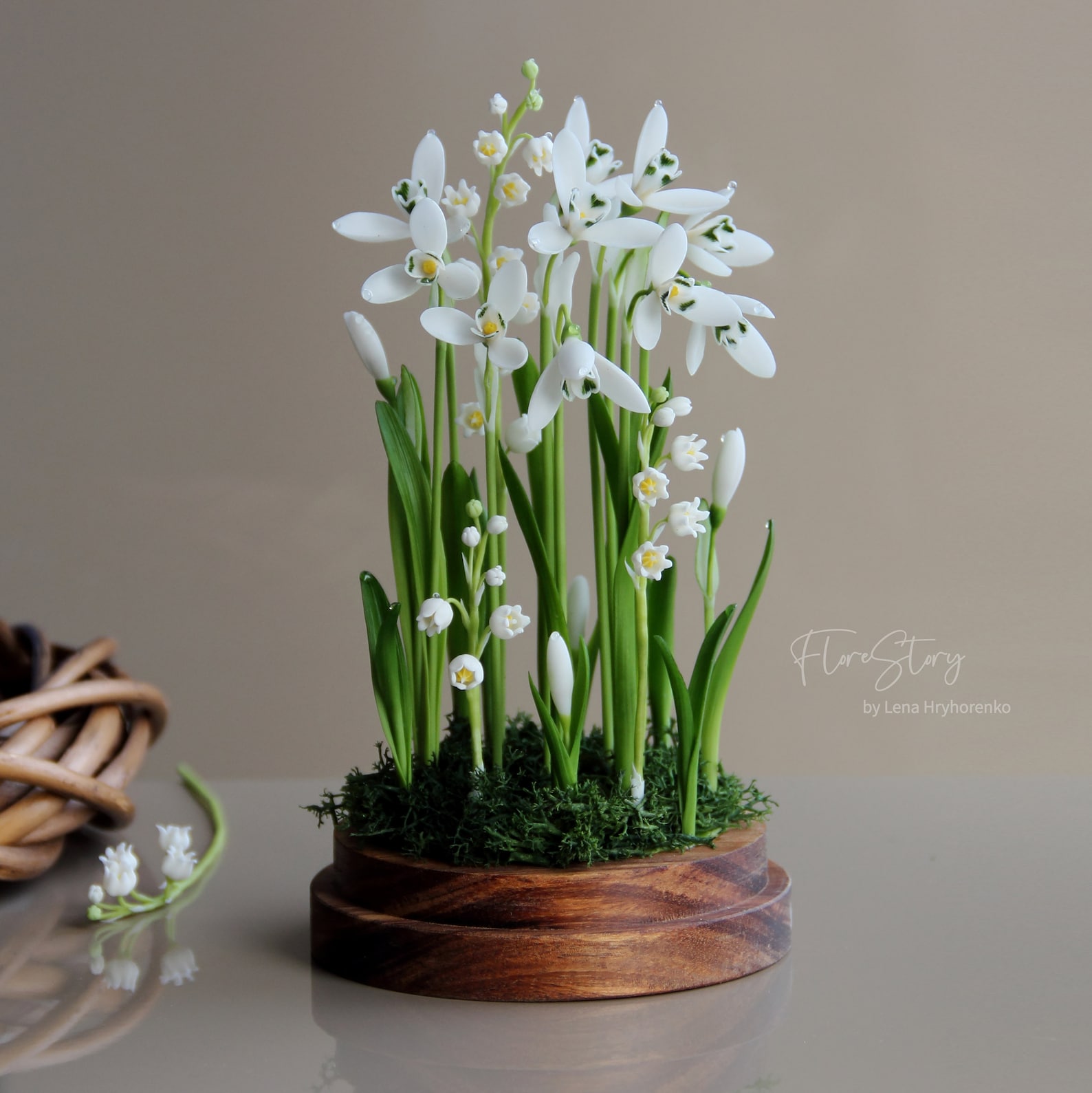 Snowdrops and Lily of the Valley in Glass Dome Porcelain - Etsy
