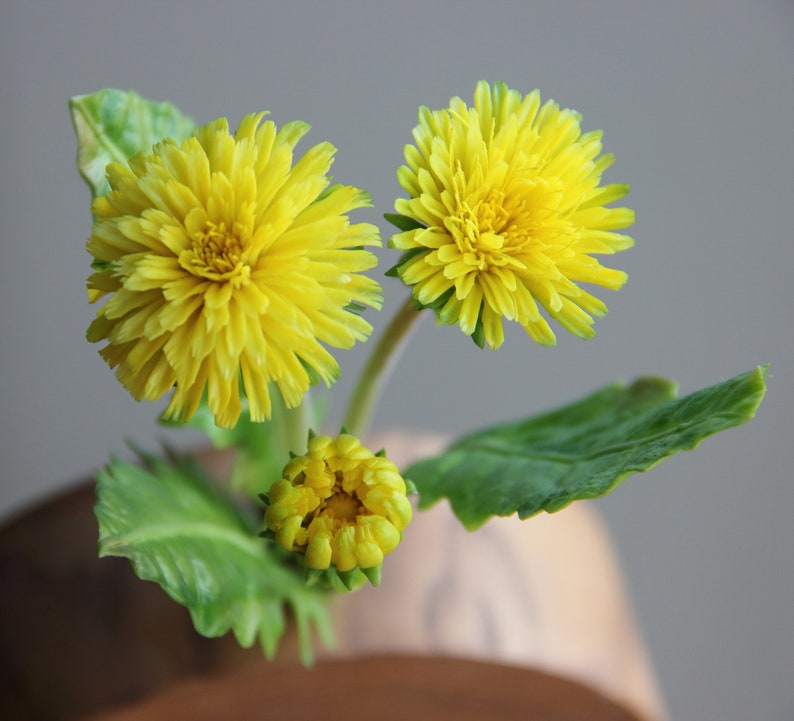 Handmade Dandelions Bouquet Cold Porcelain Flowers Botanical Sculpture ...