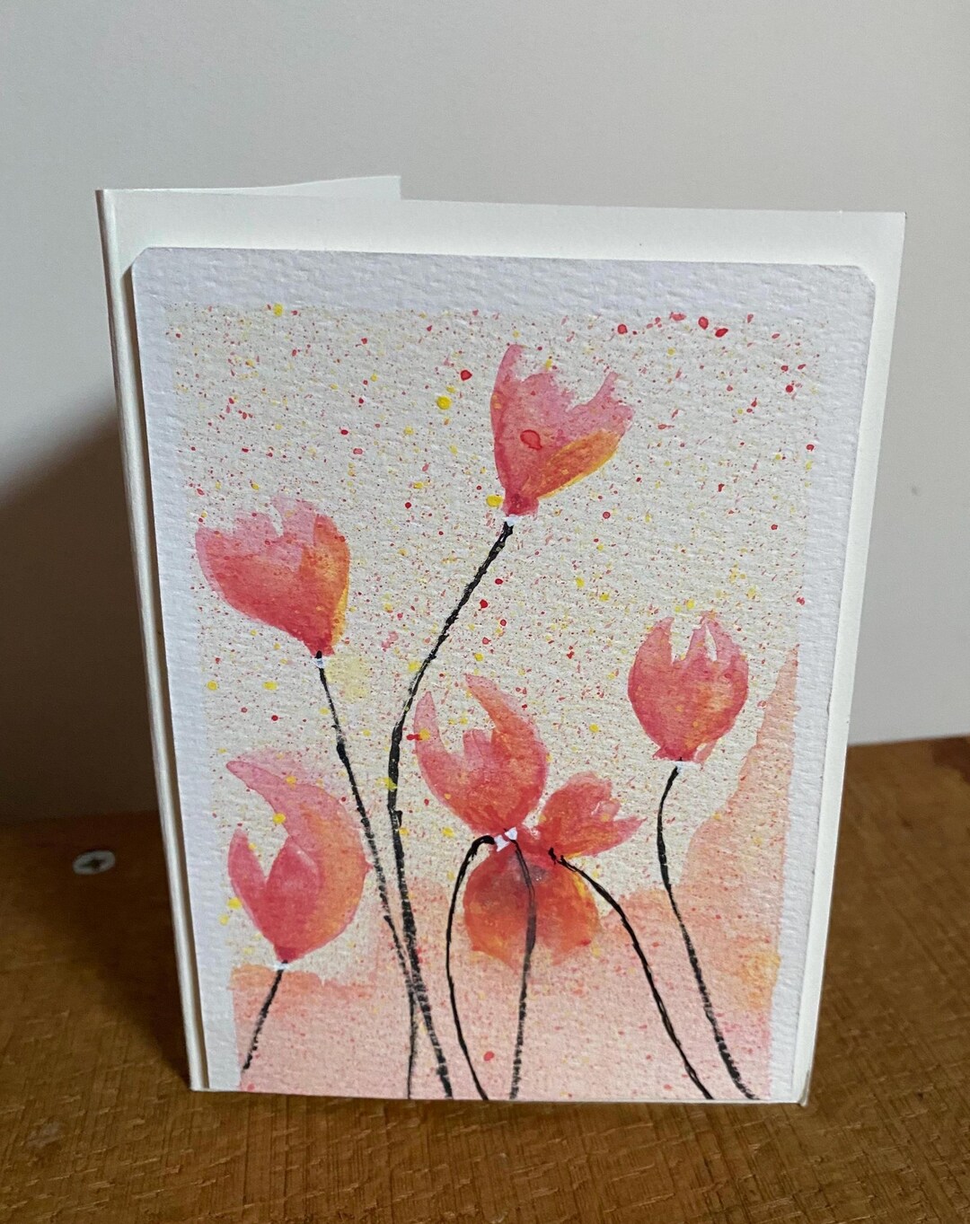 Hand Painted Watercolor Flower Card: Blank Floral Greeting - Etsy