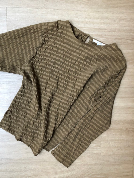 100% silk brown seersucker blouse - Gem