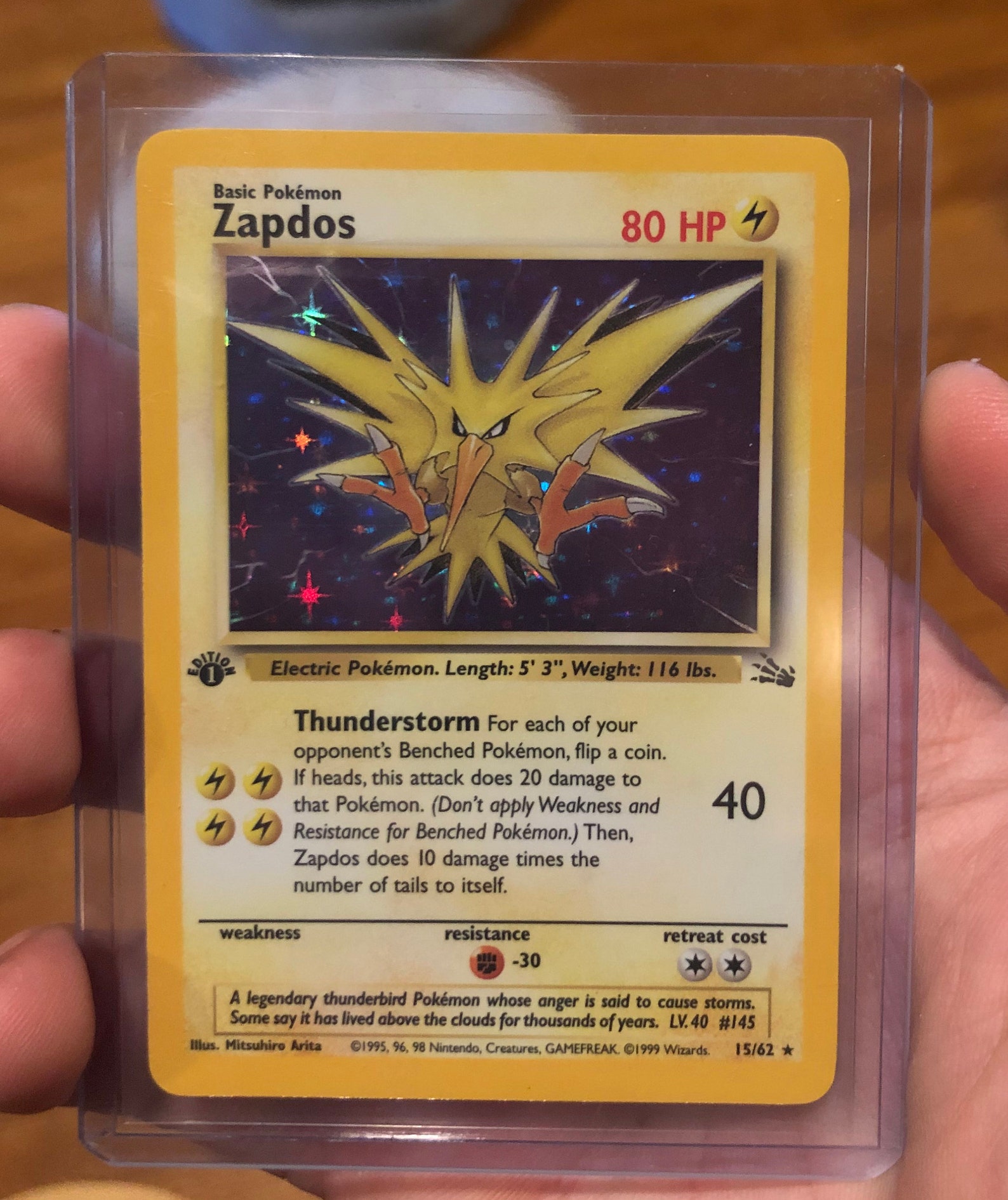 1st Edition Zapdos 1995 Holo Card 15/62 Great Condition PSA | Etsy