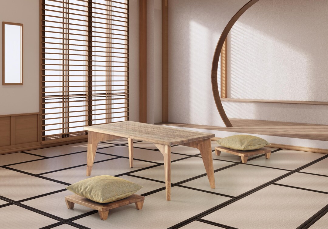 Engraved Wood Table , Wood Chabudai Table , Japanese Chabudai , Square ...