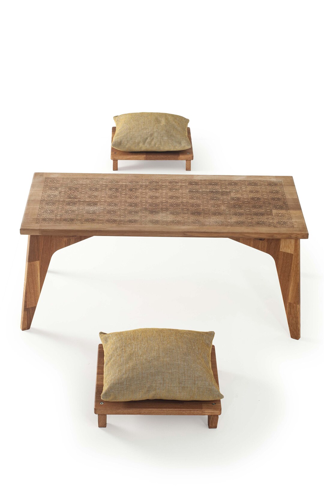 Engraved Wood Table , Wood Chabudai Table , Japanese Chabudai , Square ...