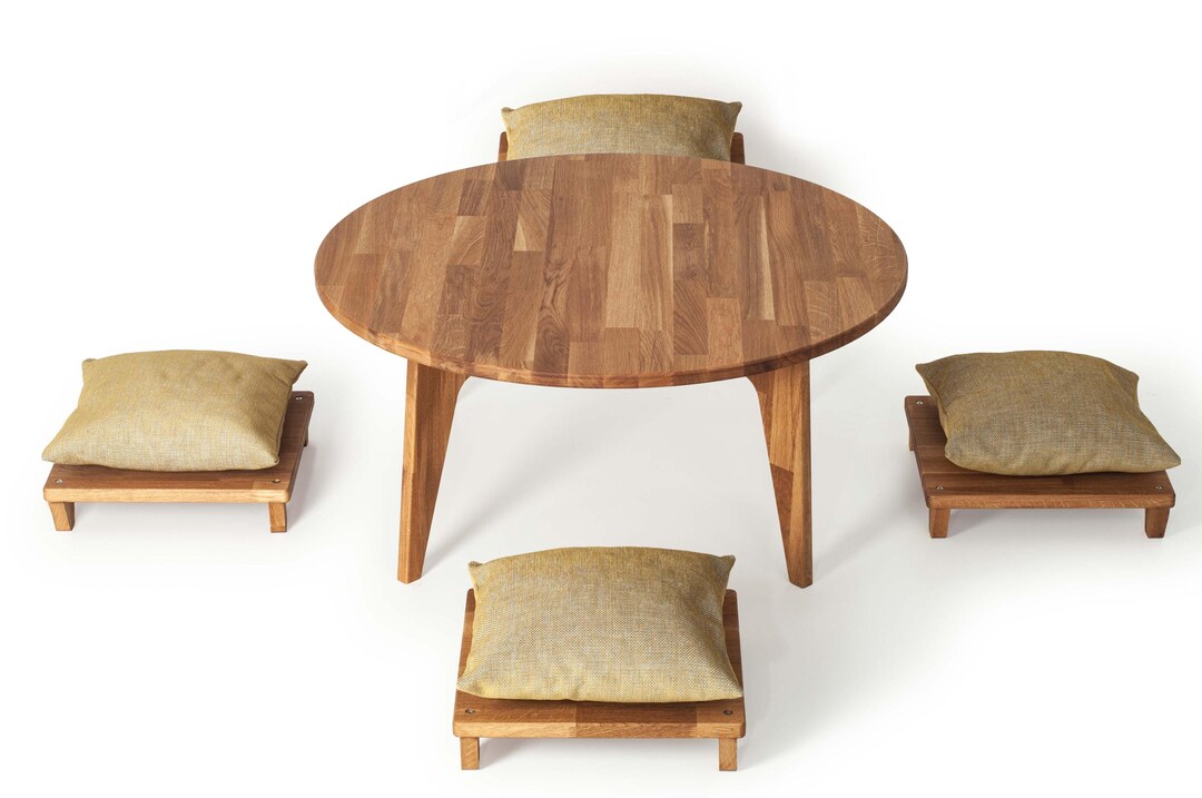 Low Dining Table , Japandi Furniture , Wood Coffee Table , Low Round ...