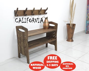 Rustic Shoe Bench, Shoe Storage, Shoe Organizer, Shoe Cabinet, Entryway ...