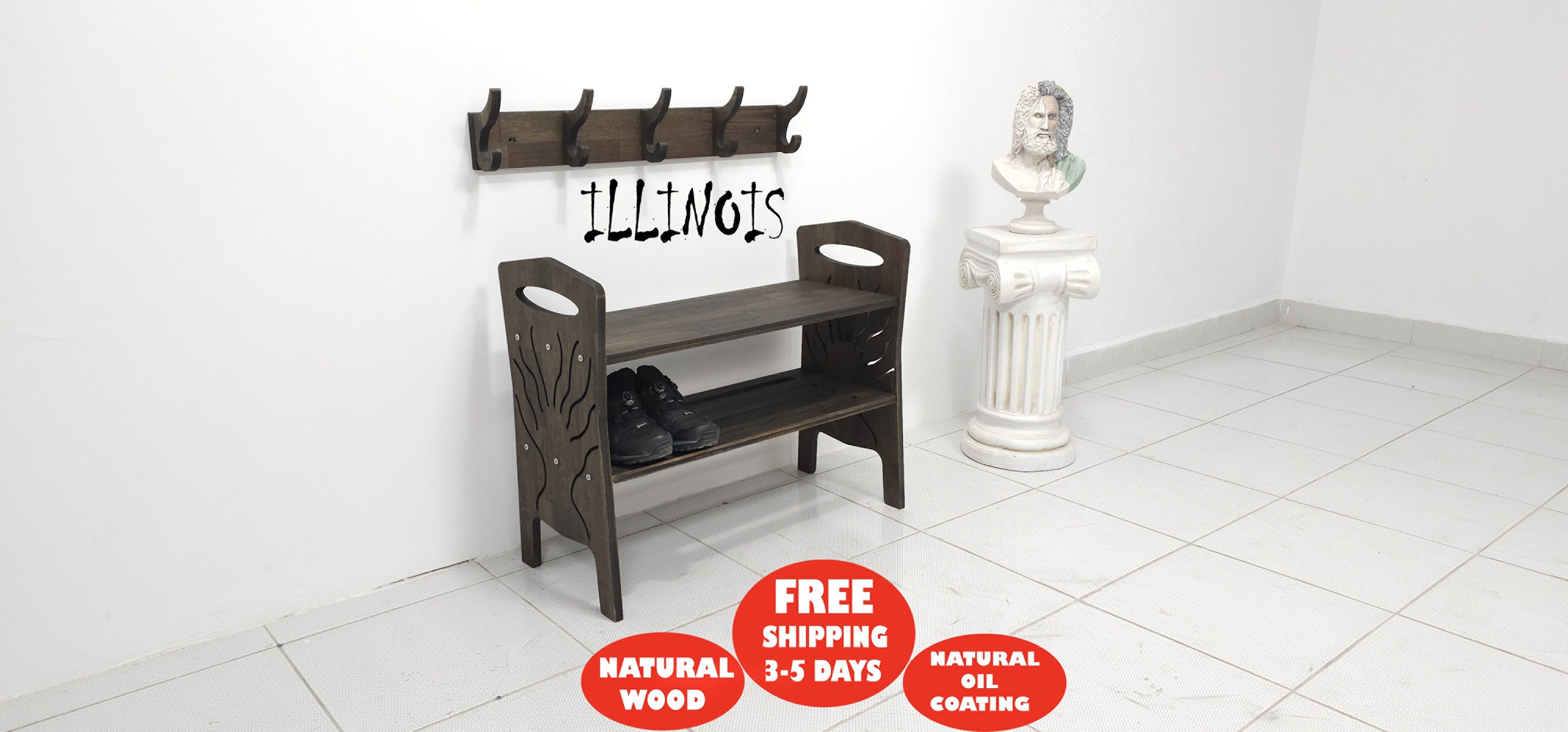 36 Inches Rustic Shoe Rack 3 Levels, Shoe Storage, Shoe Organizer, Shoe ...