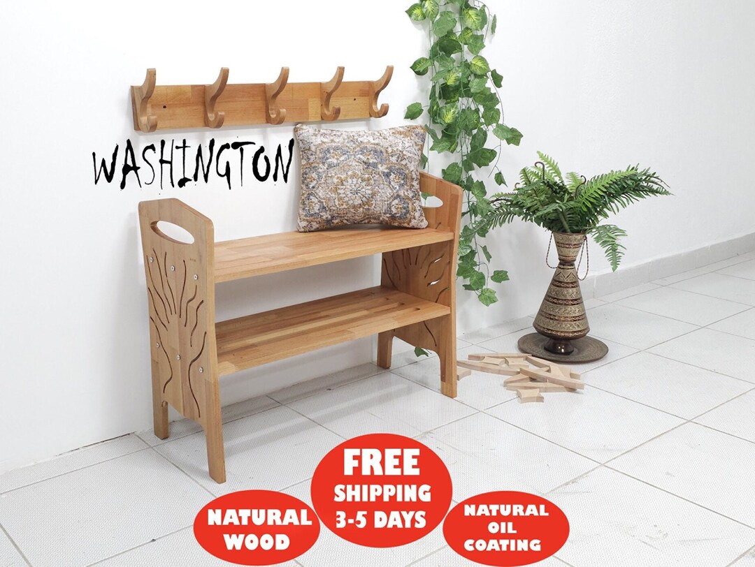Mid-century Entryway Bench, Shoe Storage, Teak Entryway Shoe Bench ...