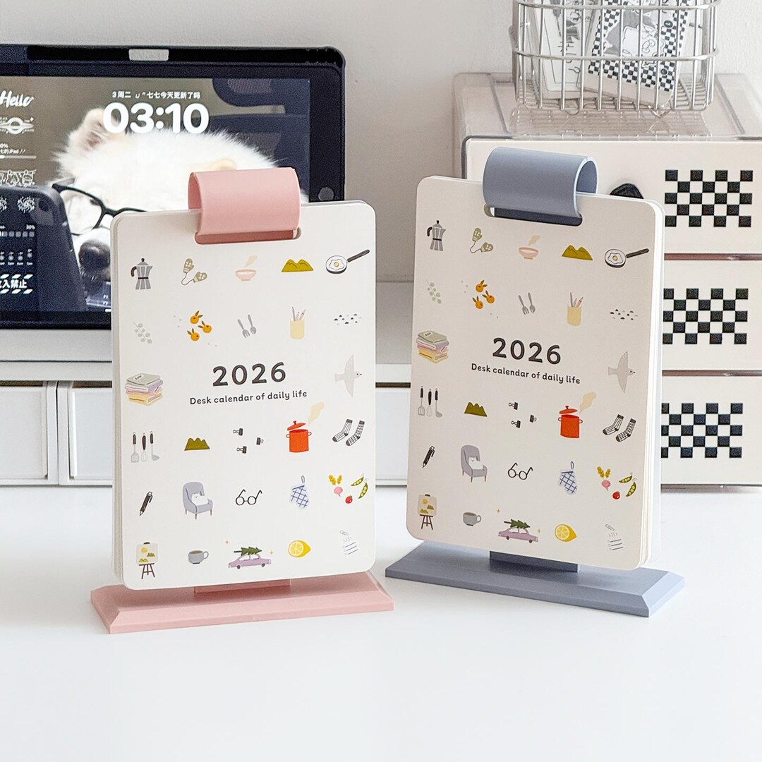 2026 Desk Calendar Minimalist Daily Life Calendar Cute Pastel Aesthetic ...