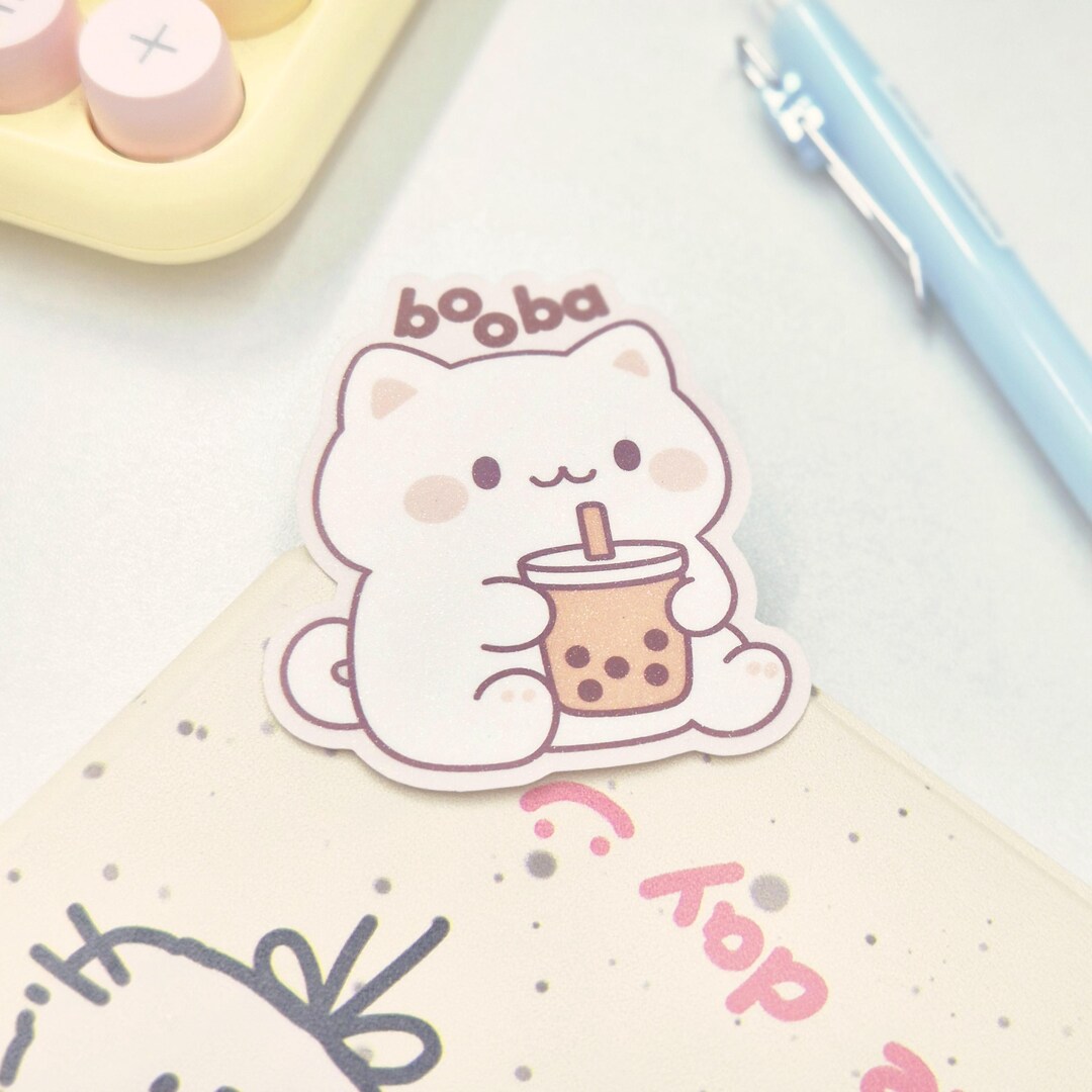 Cat Boba Sticker Cute Bubble Tea Sticker Kawaii Kitty Laptop Journal ...