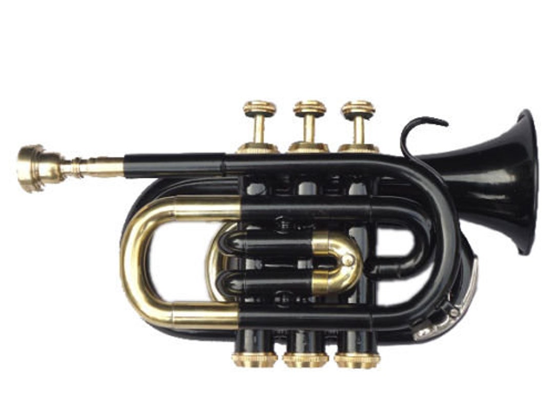 Mini Pocket Trumpet Black Brass Finish Brand New Bb Flat With Free Hard ...