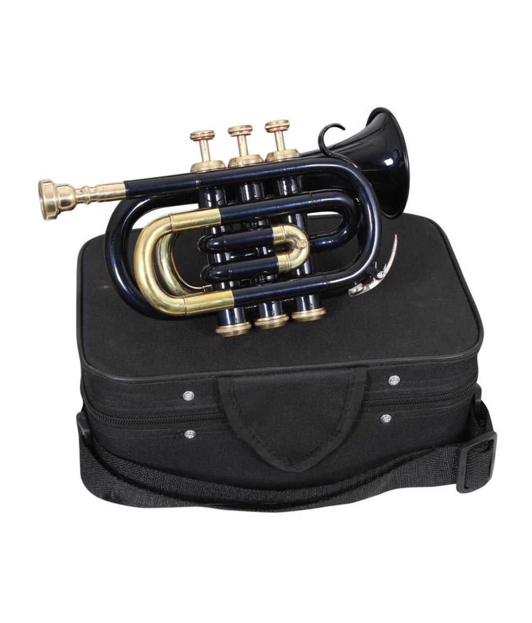 Mini Pocket Trumpet Bb Flat Black Brass Pocket Trumpet With Hard Case ...