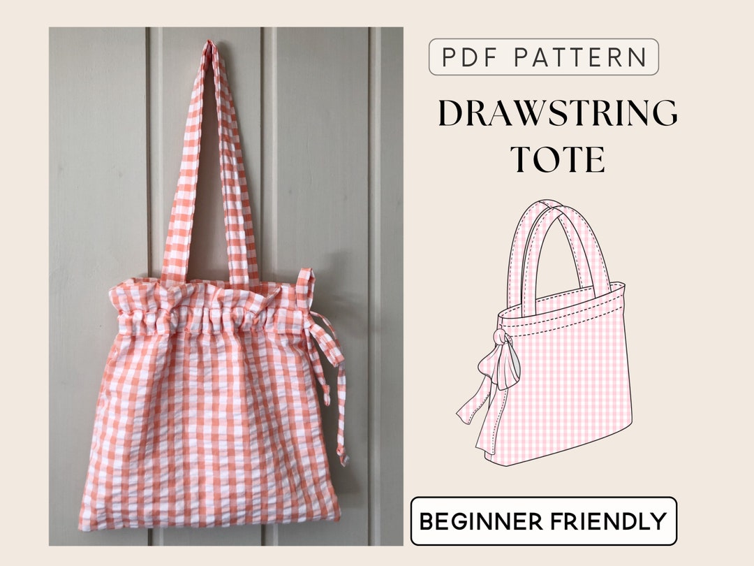 Drawstring Tote Bag Pdf Sewing Pattern Womans Easy Beginner - Etsy UK