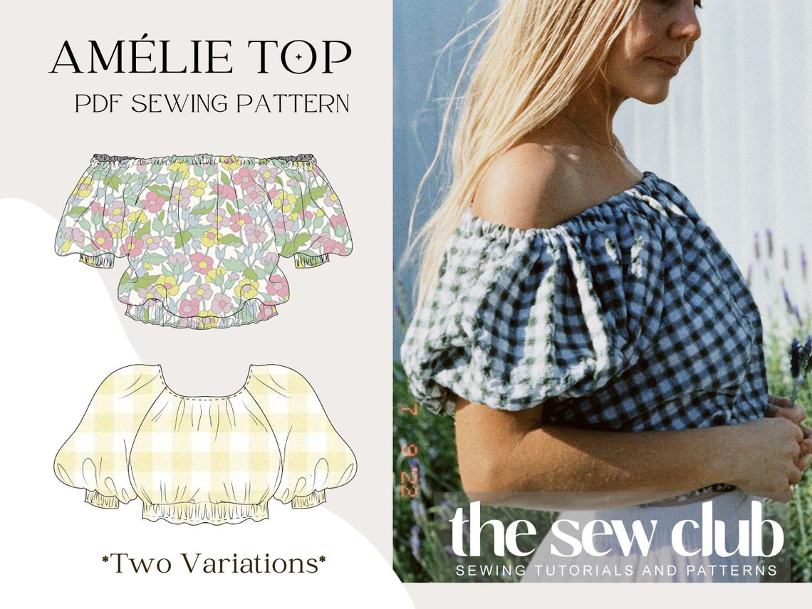 Puff Sleeve Sewing PDF Pattern Top Blouse Womans Digital - Etsy